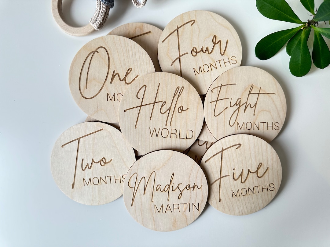 Baby Monthly Milestone Markers, Wooden Milestone Signs, Monthly Baby ...