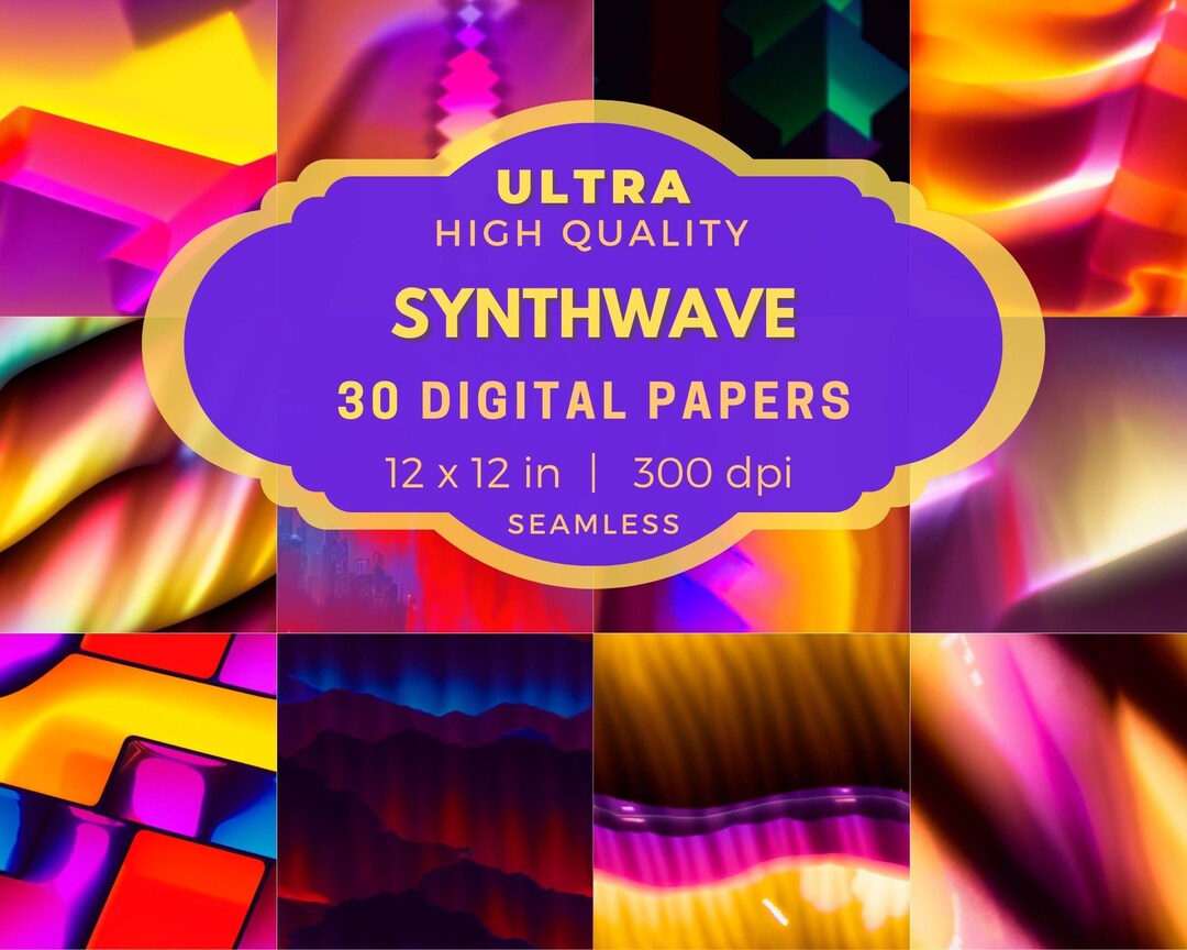 30 Synthwave Digital Paper Pack, ULTRA High Quality - Etsy