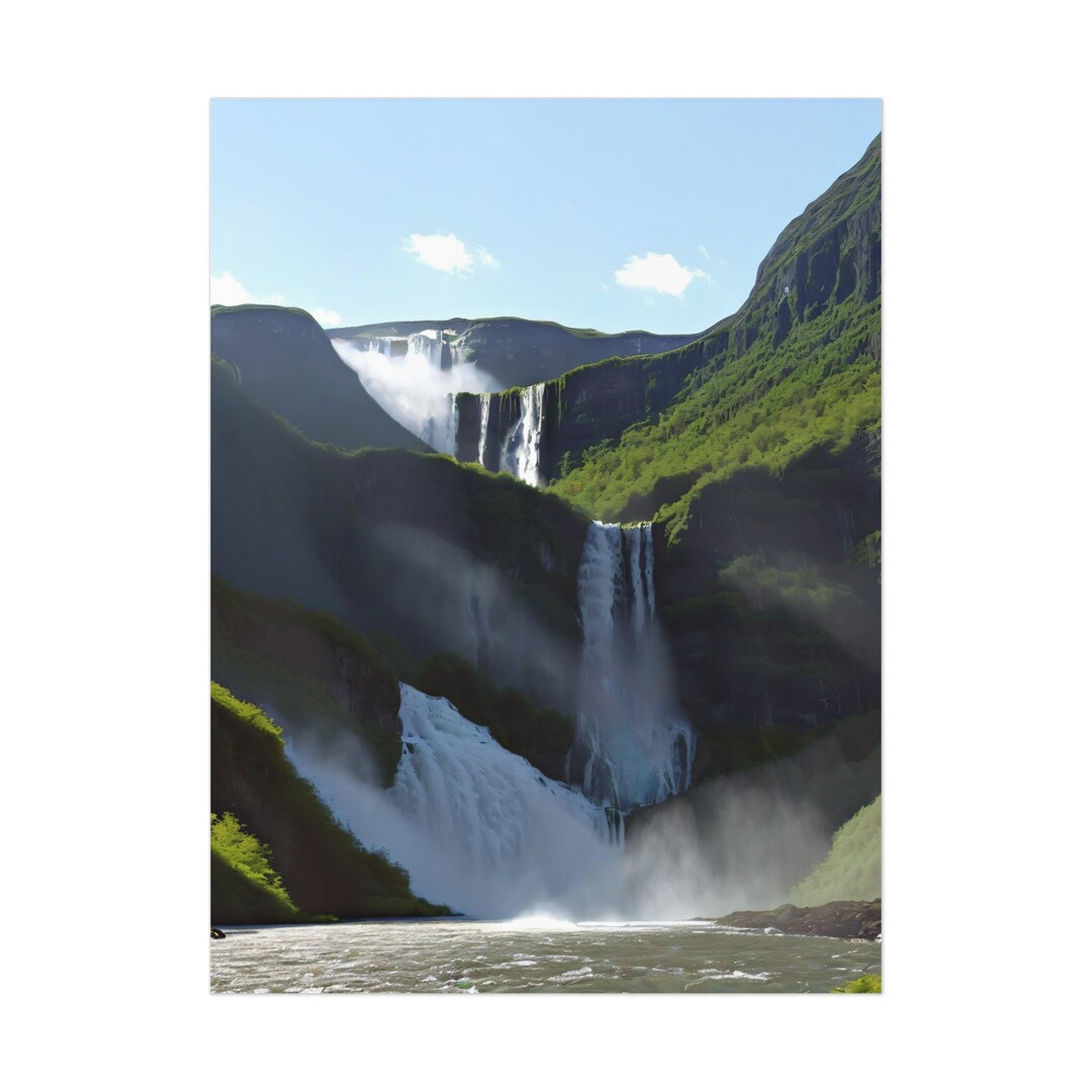 Fjord Waterfall Cascade: Digital Wall Art Print - Etsy