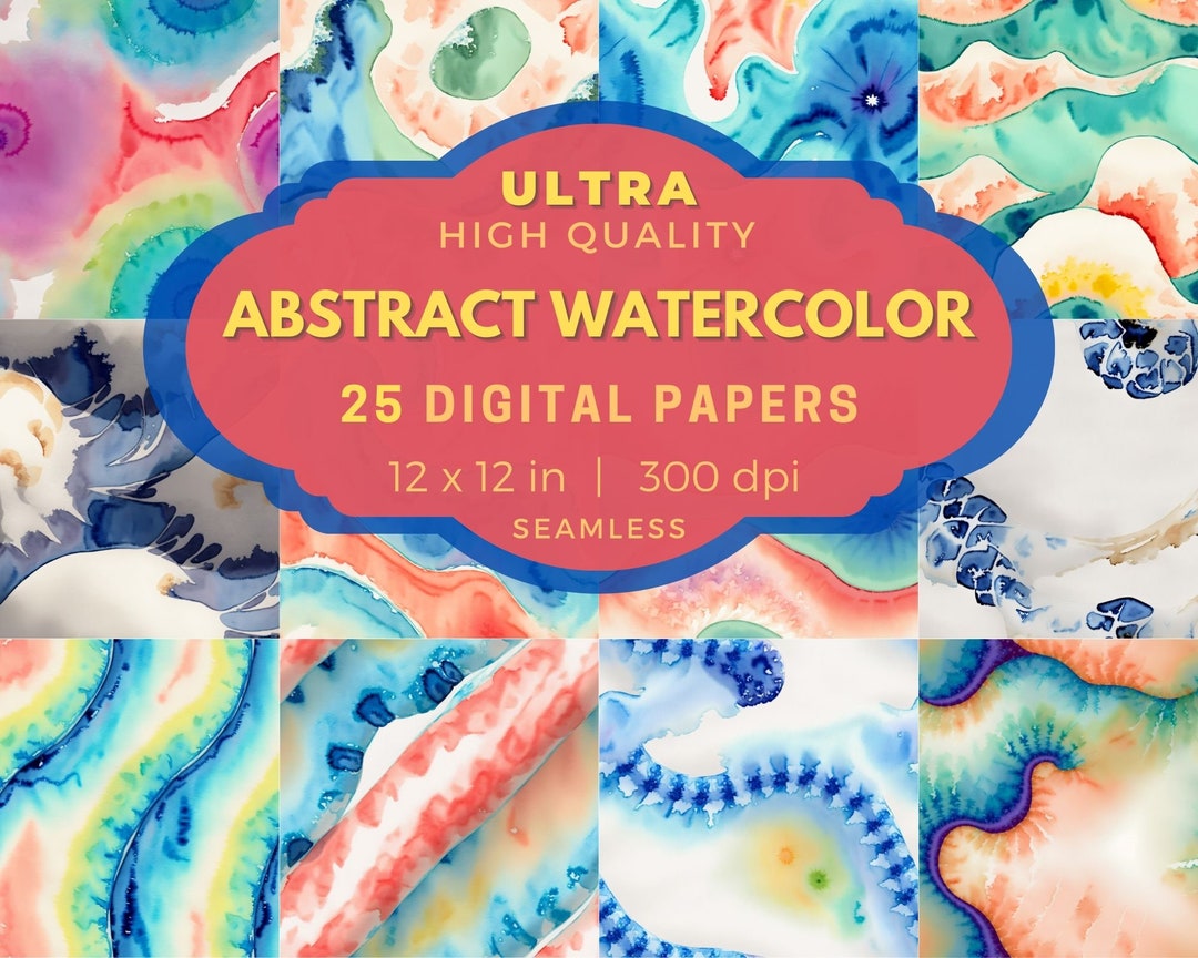 25 Abstract Watercolor Digital Paper Pack, ULTRA High Quality - Etsy