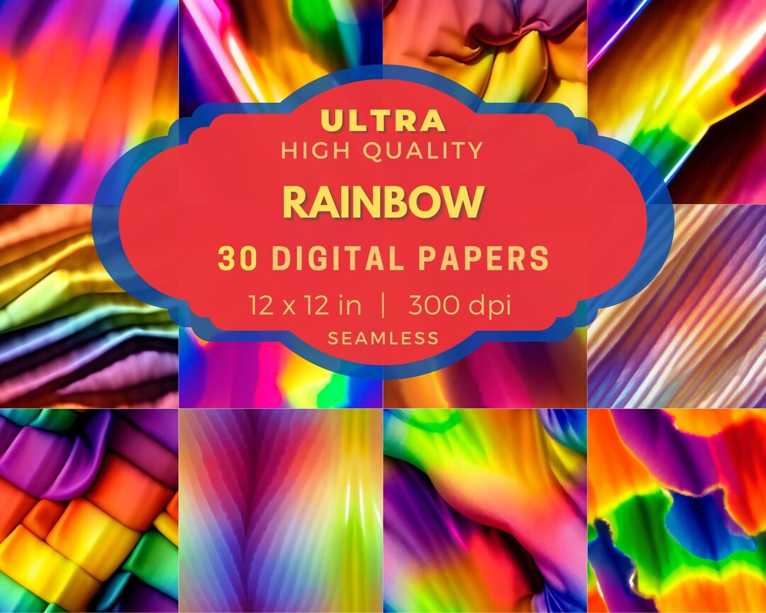 30 Rainbow Digital Paper Pack, ULTRA High Quality - Etsy