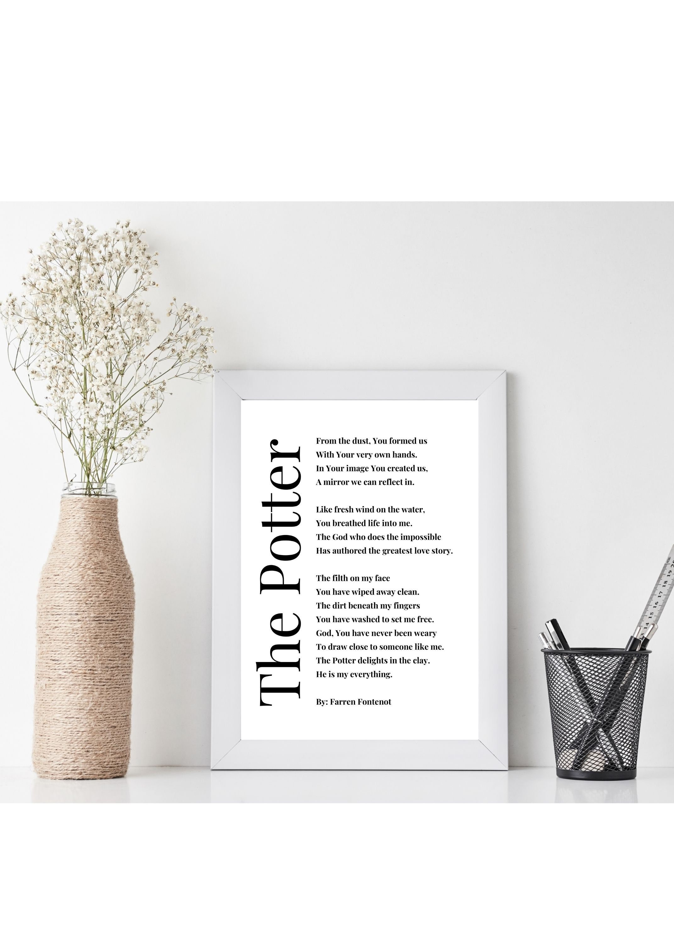 The Potter Poem White by Farren Fontenot - Etsy