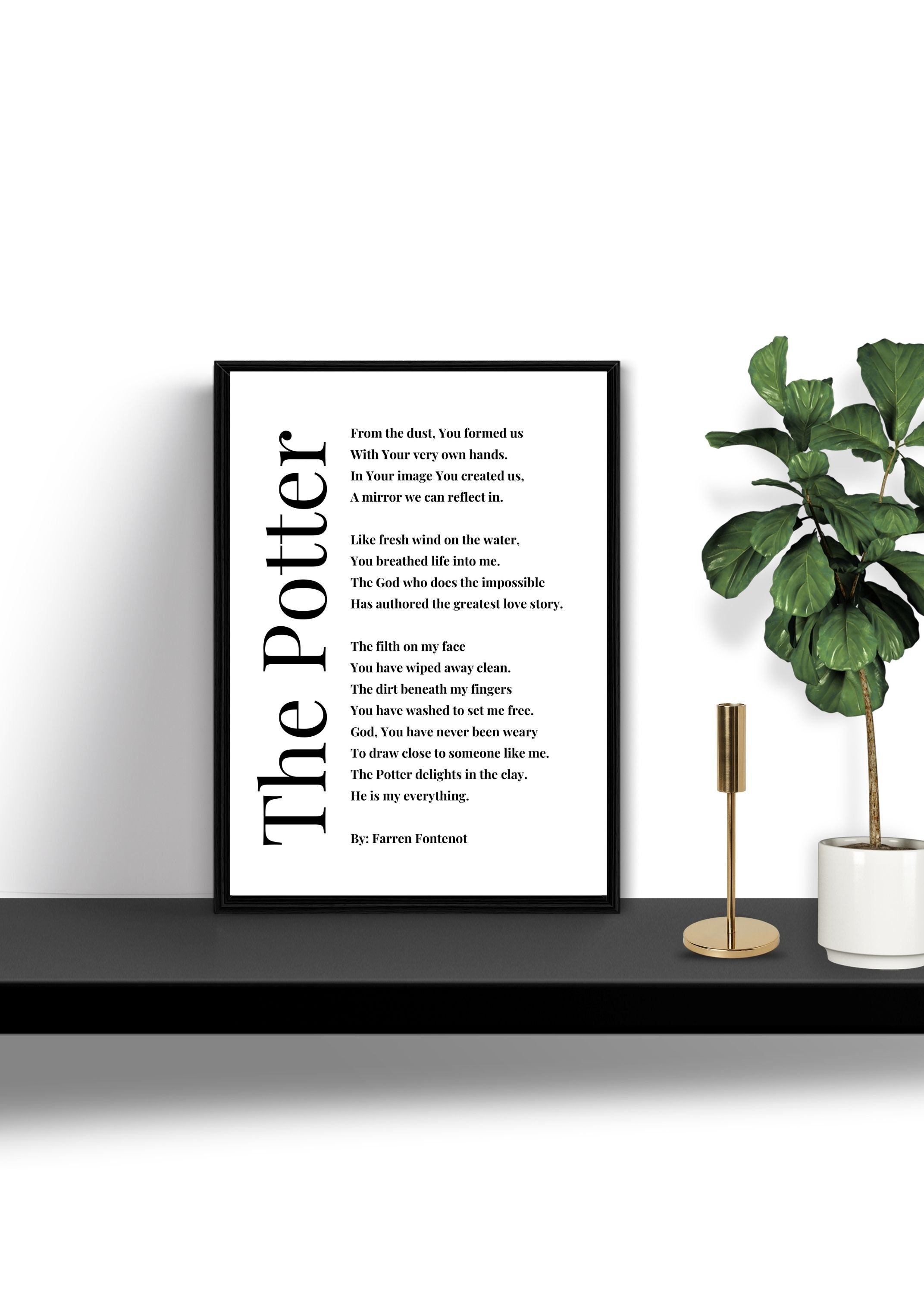 The Potter Poem White by Farren Fontenot - Etsy