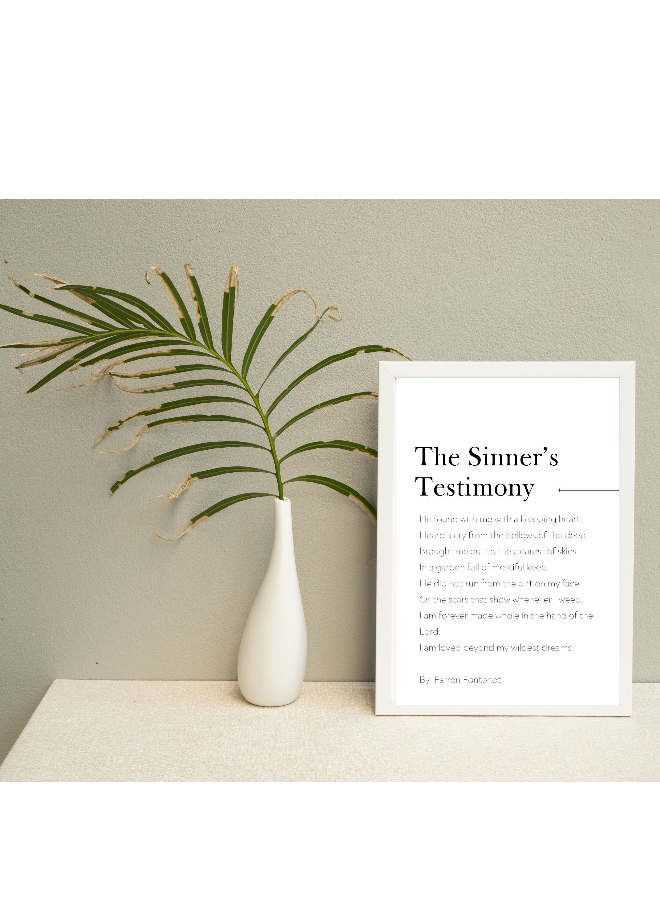 The Sinner's Testimony White Poem by Farren Fontenot - Etsy