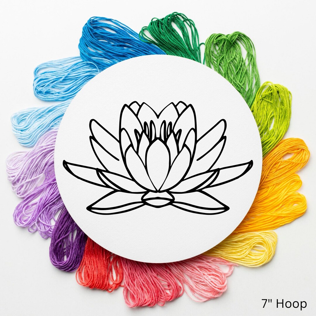 Lotus Flower Hand Embroidery Pattern: Beginner DIY (PDF Digital ...
