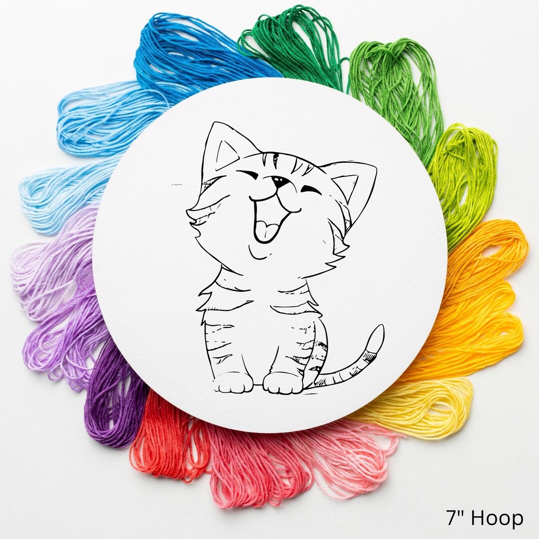 Smiley Cat, Hand Embroidery Pattern PDF, Cat Embroidery, Beginner ...