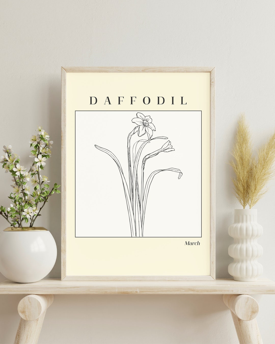 March Daffodil Printable Birth Month Flower Art Instant Download Wall ...