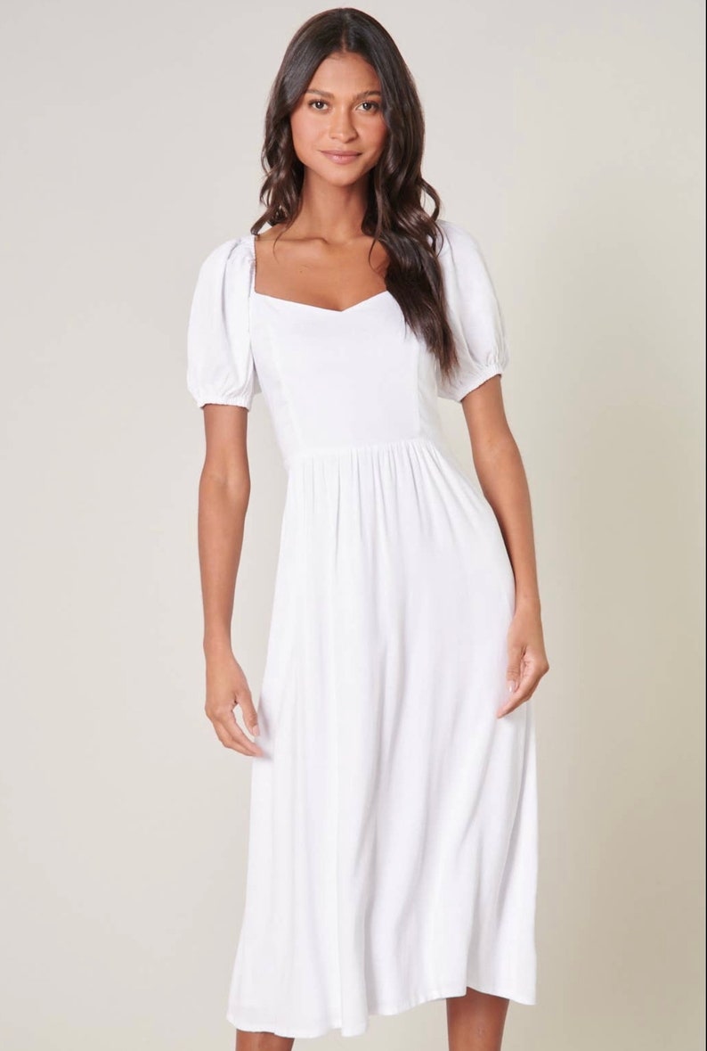 Puff Sleeves Midi Dress - Etsy