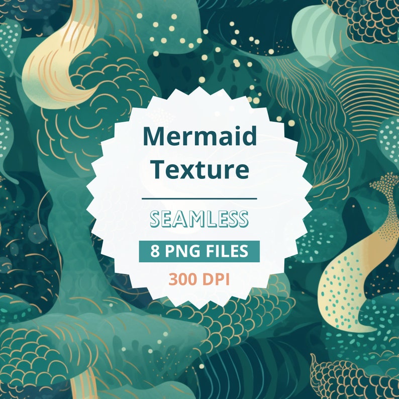 Mermaid Textures, Whimsical Colors for Backgrounds, Seamless Patterns ...