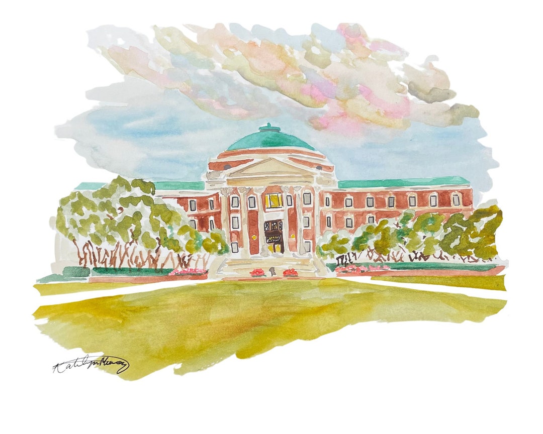SMU Dallas Hall Watercolor Print Digital Download File for Dorm Decor ...