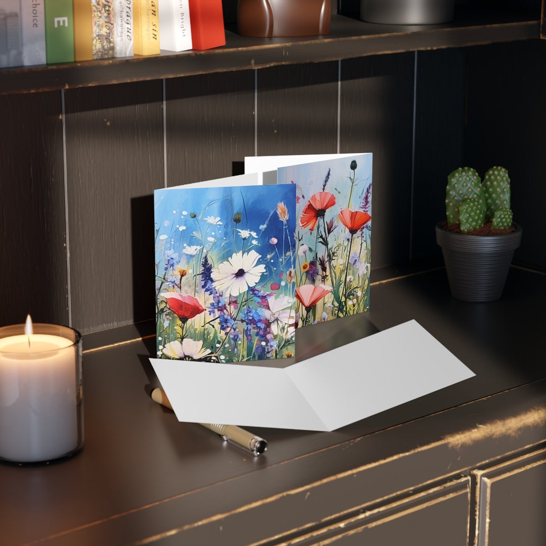 Wildflowers in Blue Greeting Cards 8 Pcs - Etsy