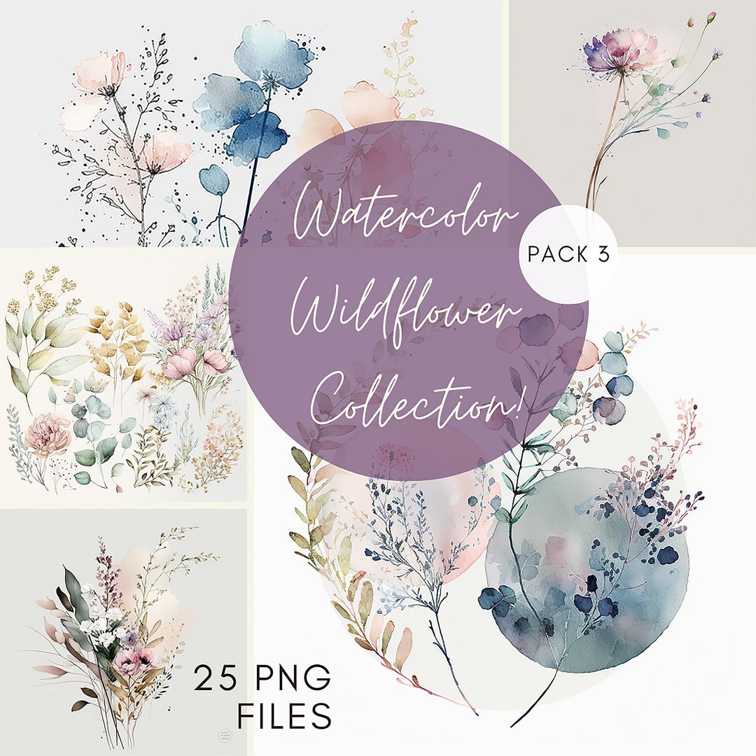 Watercolor Clipart PNG • Floral Clipart • Floral PNG • Floral Clipart ...
