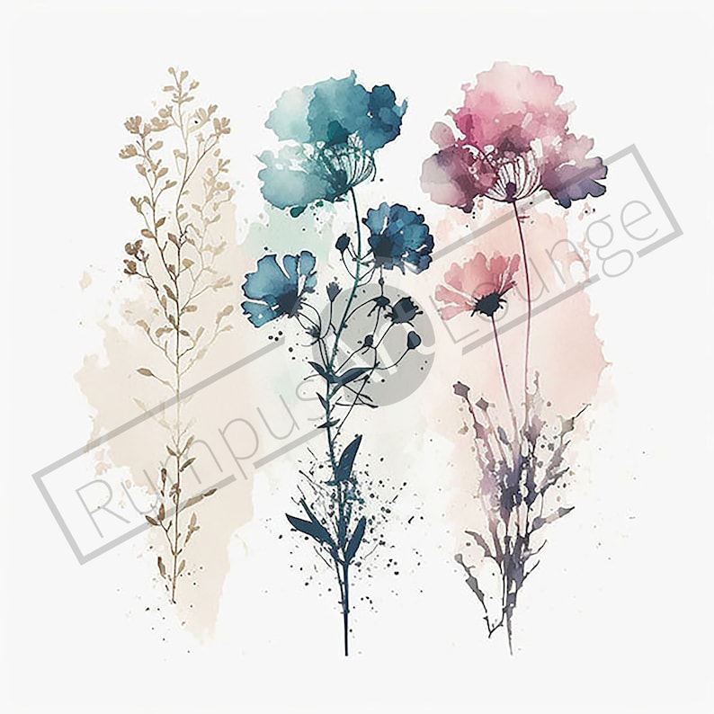 Watercolor Clipart PNG • Floral Clipart • Floral PNG • Floral Clipart ...