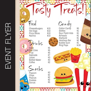 Editable Concessions Stand Flyer | Canteen | Cafe | Snack Stand Menu ...