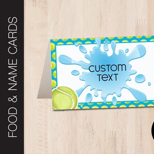 Editable TENNIS POOL Party Food Label Tents | Party Food Placards ...