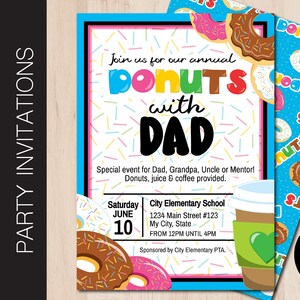 Editable DONUTS With DAD Invitation | Celebrate Fathers | Father's Day ...