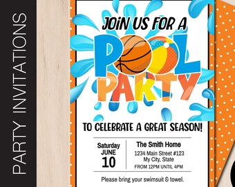 Editable SOCCER Themed Pool Party Invitation | Soccer Party Invite ...