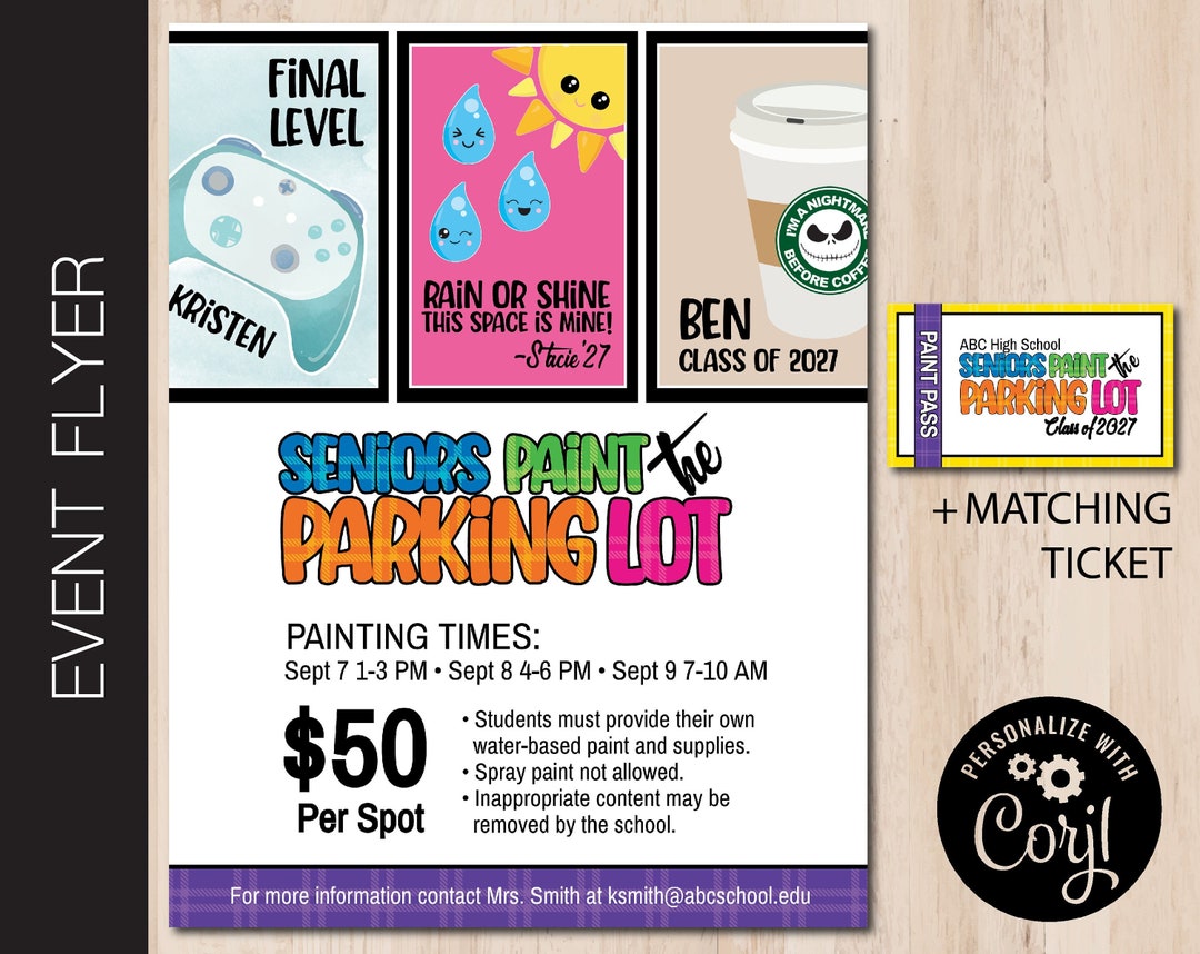 Editable Seniors Paint the Parking Lot Event Flyer | School Art| Fun ...