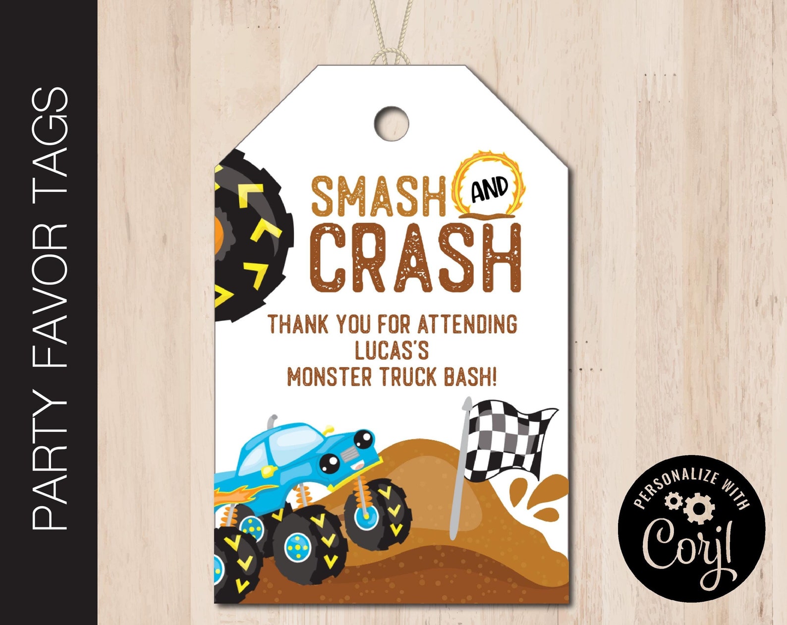 Printable MONSTER TRUCK Party Favor Tags | Party Gift Tag | Goodie Bag ...