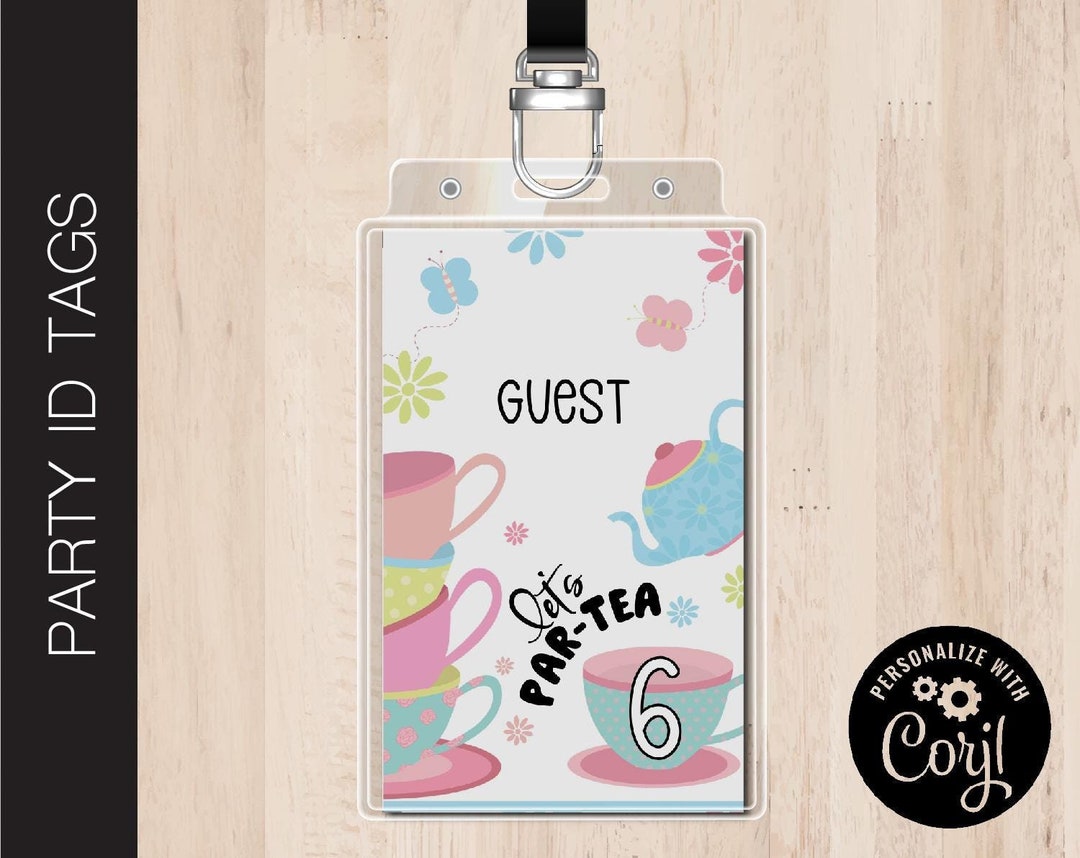 Editable PAR-TEA Party ID Tag | Vip All Access Pass | Id Badge | Name ...