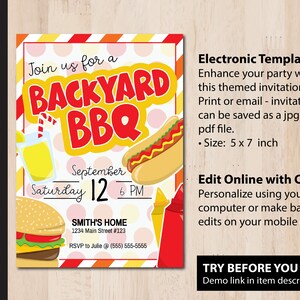 Editable BACKYARD BARBECUE Party Invitation | Summer Barbecue Invite ...