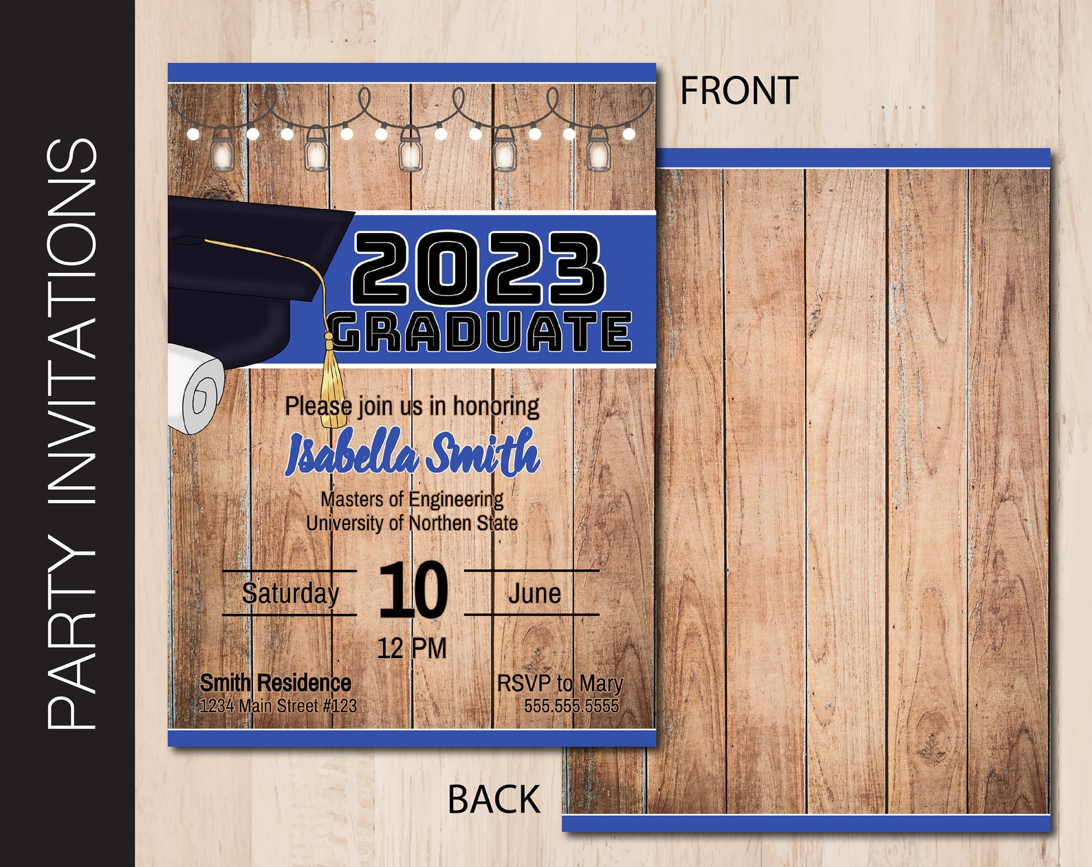 Editable GRADUATION Party Invitation High School College University ...