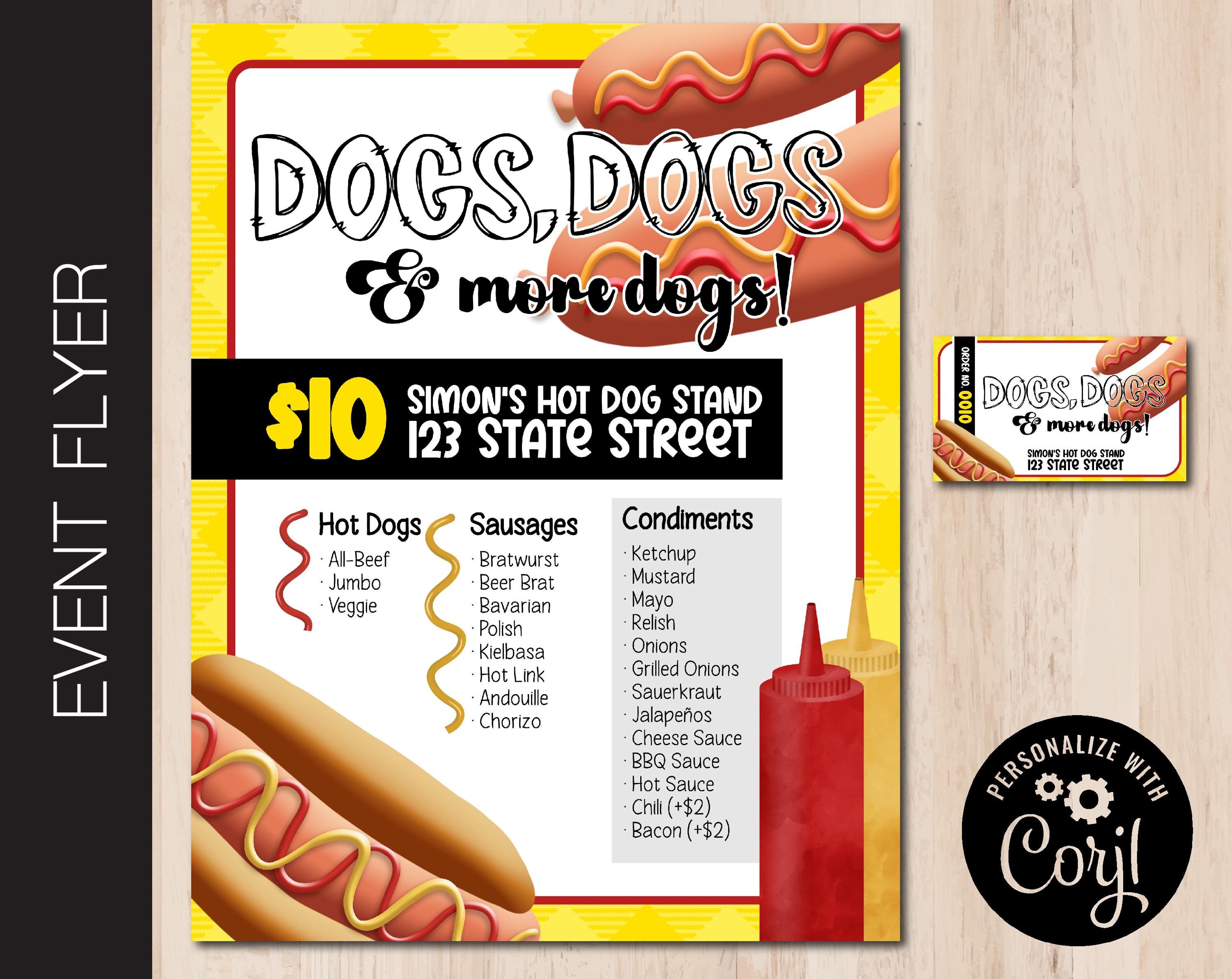 Editable Hot Dot Sale Flyer | Custom Hot Dog for Sale Event Invitation ...