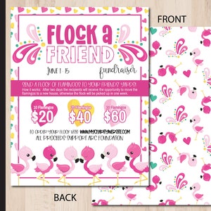 Editable Flock a Friend Fundraiser Flyer | Custom Flamingo Yard ...