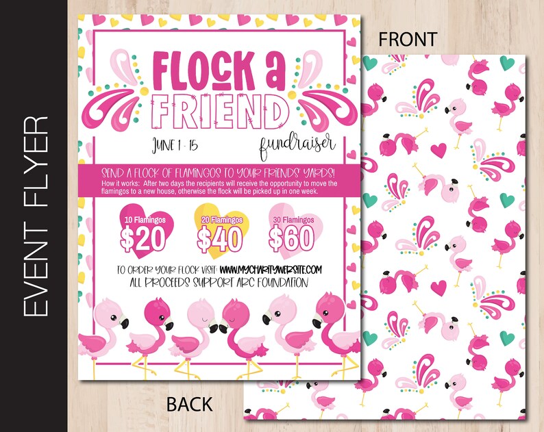 Editable Flock a Friend Fundraiser Flyer | Custom Flamingo Yard ...