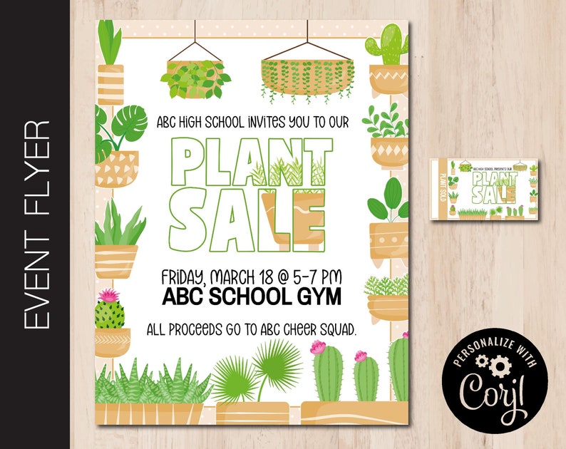 Editable Plant Sale Flyer | Custom Plant Sale Event Invitation | Plant ...