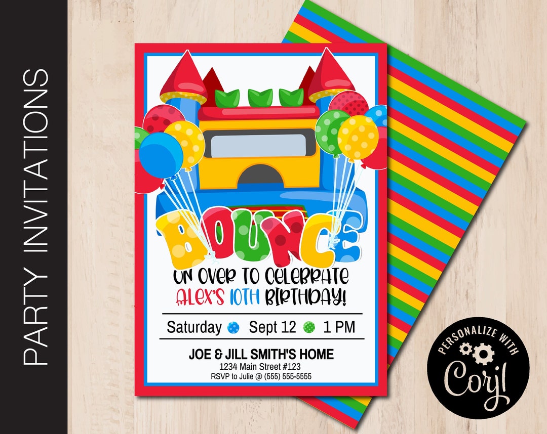 Editable BOUNCE Party Invitation | Bounce House | Jump Party | Kids ...