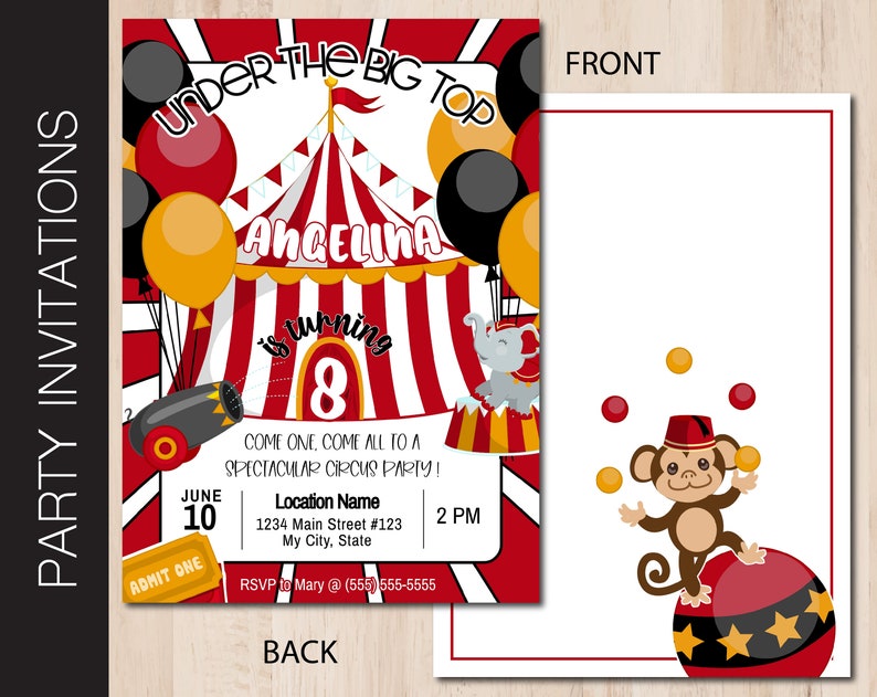 Editable CIRCUS Party Invitation | Big Top | Kids Party | Circus ...
