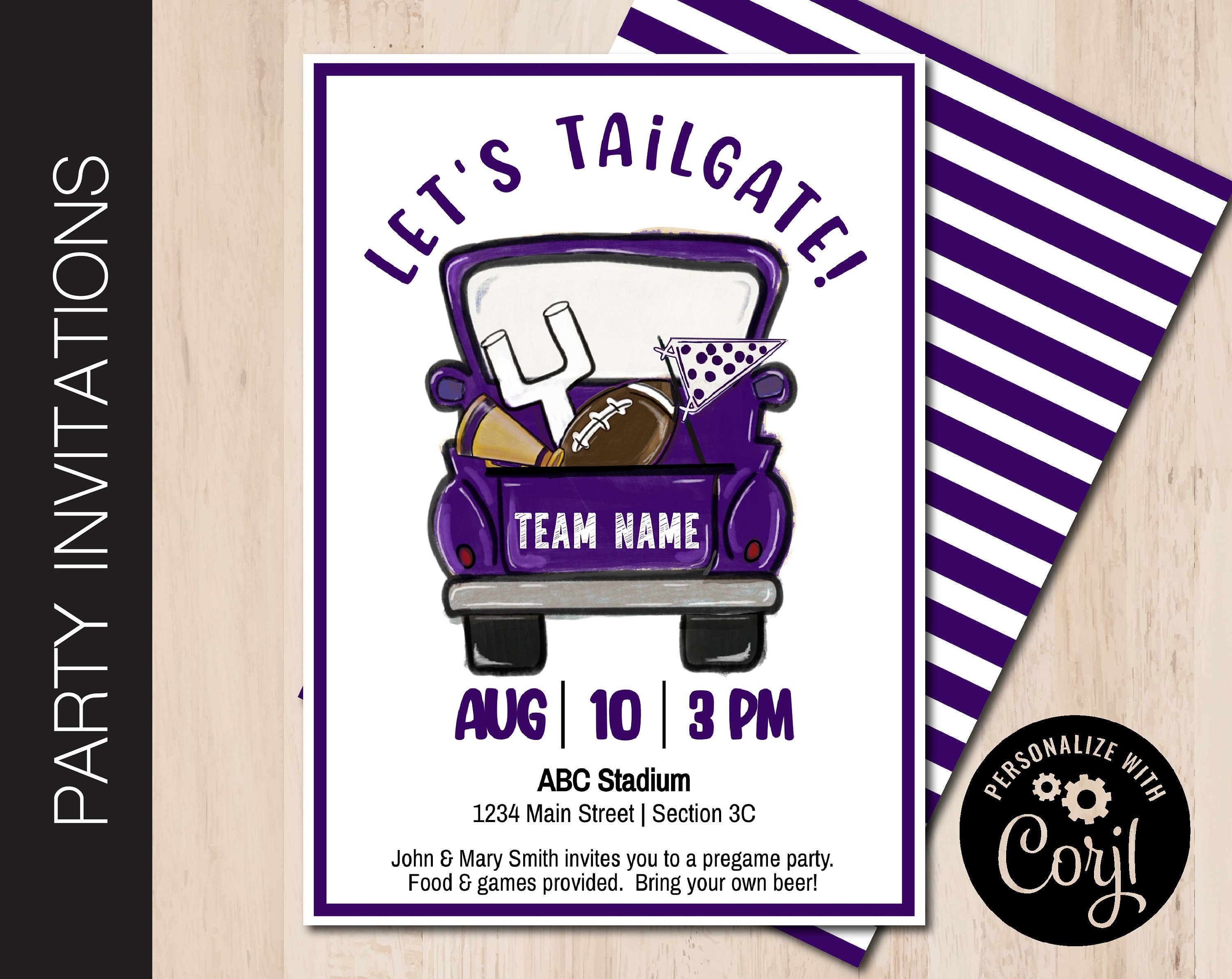 Editable TAILGATE Party Invitation | Game Day | Football Invite ...