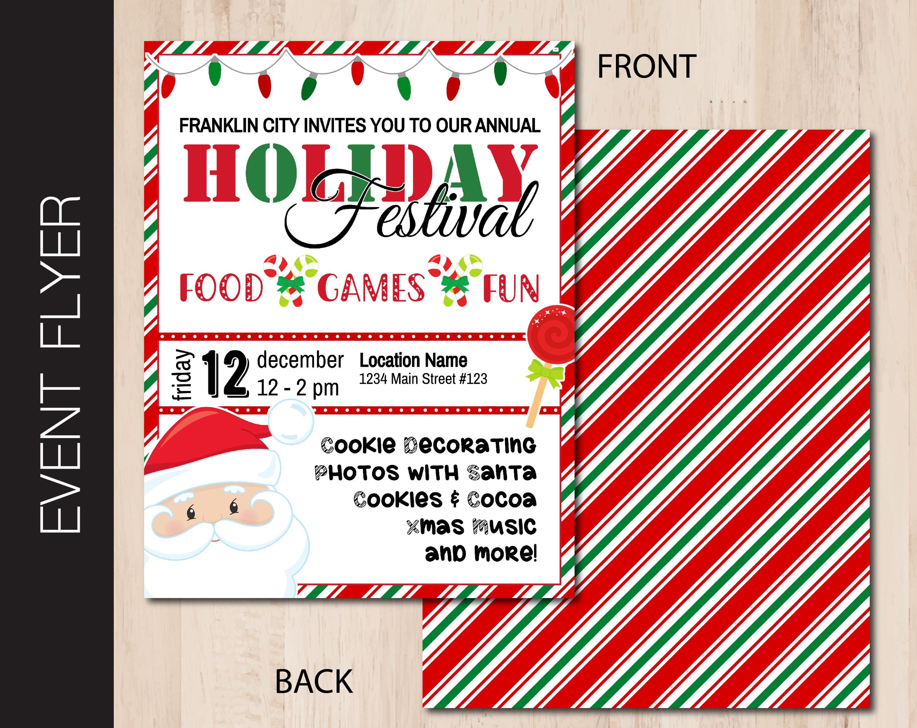 Editable Holiday Festival Event Flyer | Christmas Festival Poster ...