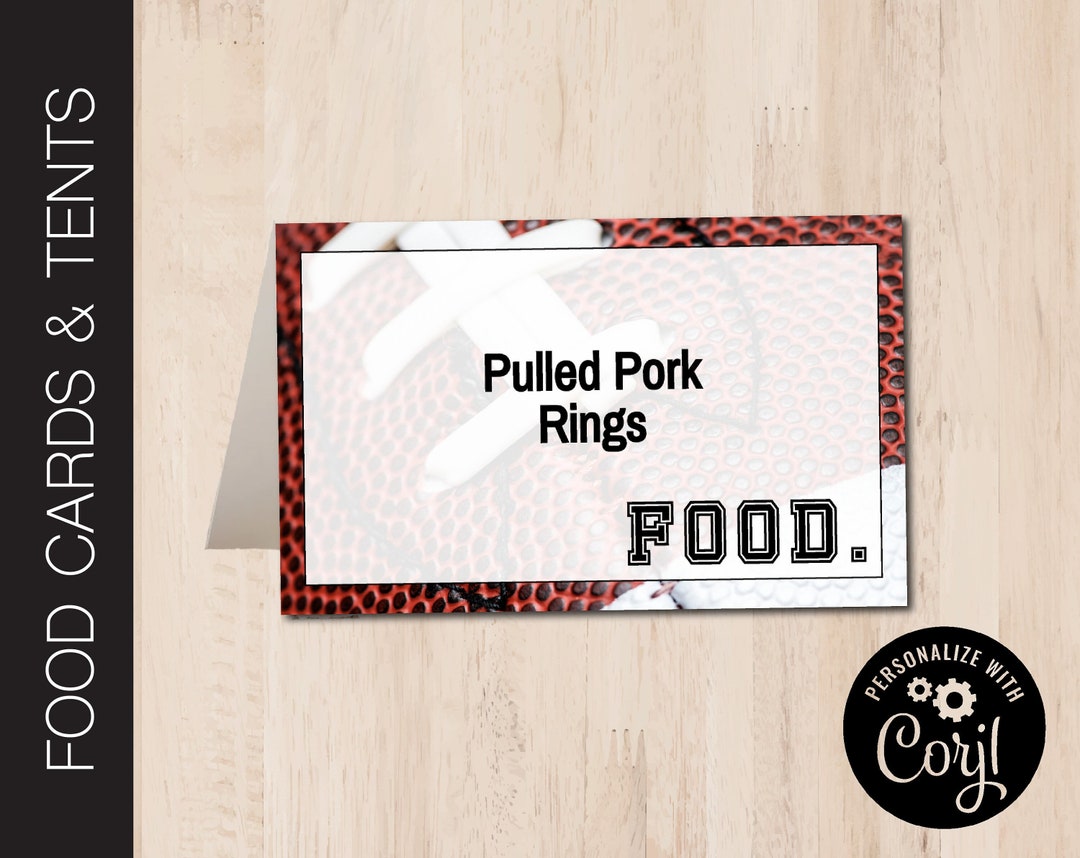 Editable FOOTBALL Party Food Label Tents Game Day Food Placards Big ...
