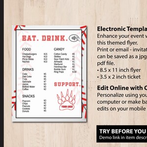 Editable Baseball Concessions Stand Flyer | Snack Stand Menu | Food ...