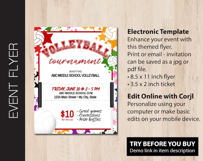 Editable Volleyball Tournament Flyer | Custom Volleyball Event ...