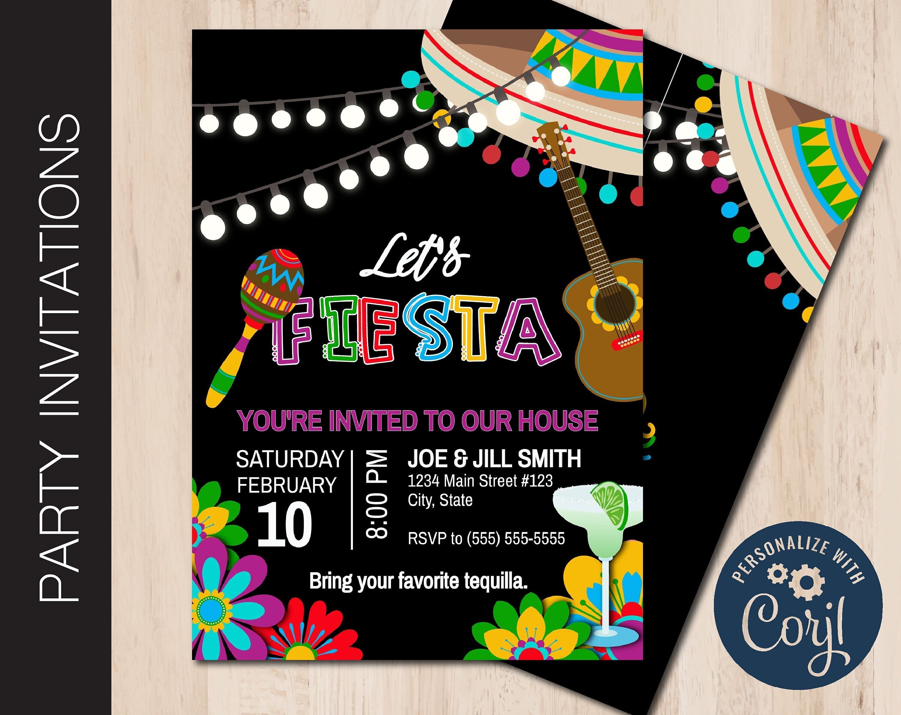 Editable MEXICAN FIESTA Invitation | Cinco De Mayo Party Invite | Taco ...