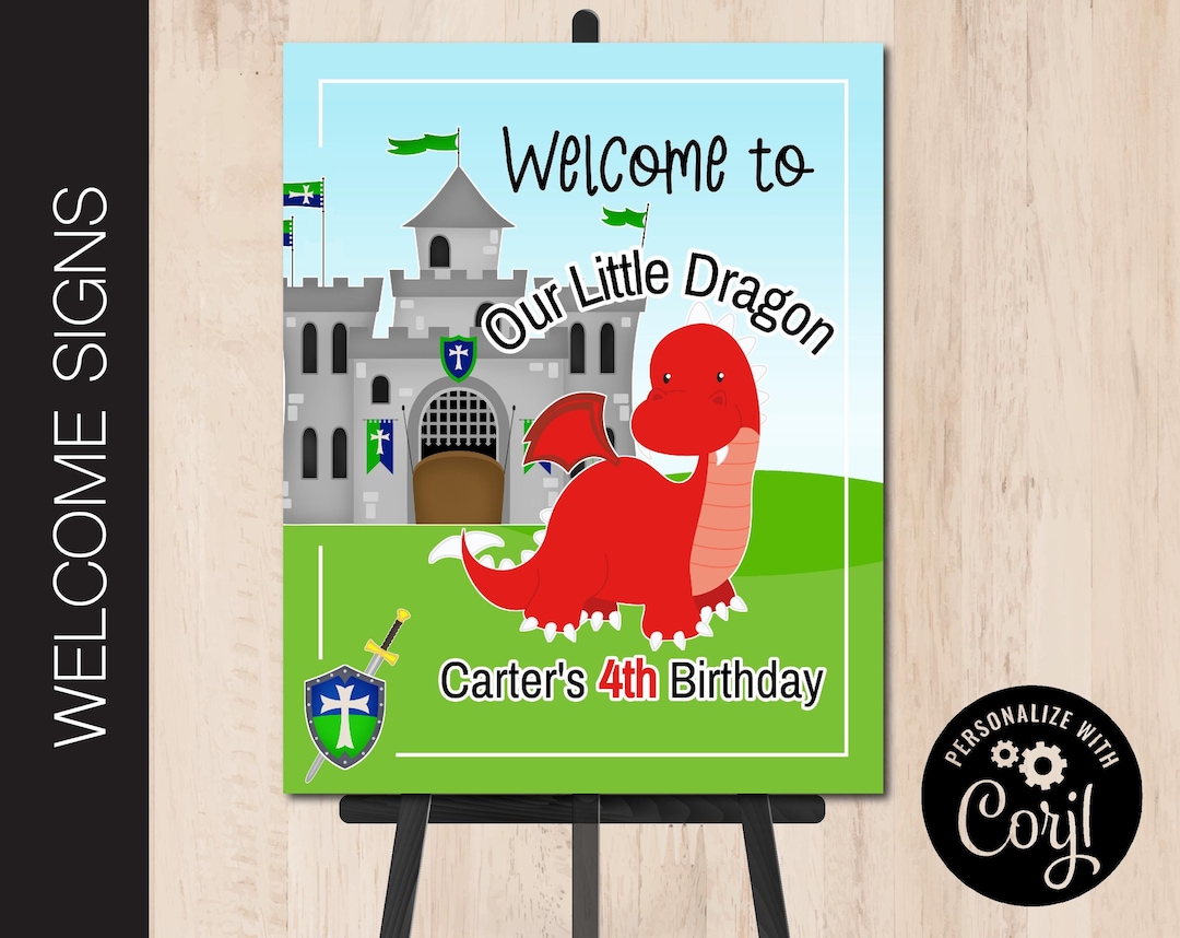 Editable DRAGON Party Welcome Sign | Reception Sign | Entrance Display ...