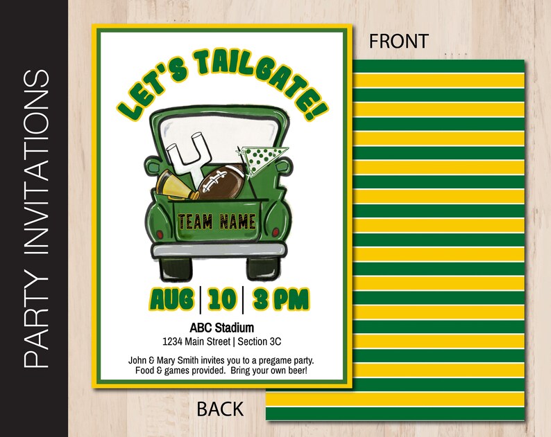 Editable TAILGATE Party Invitation | Game Day | Football Invite | Green ...