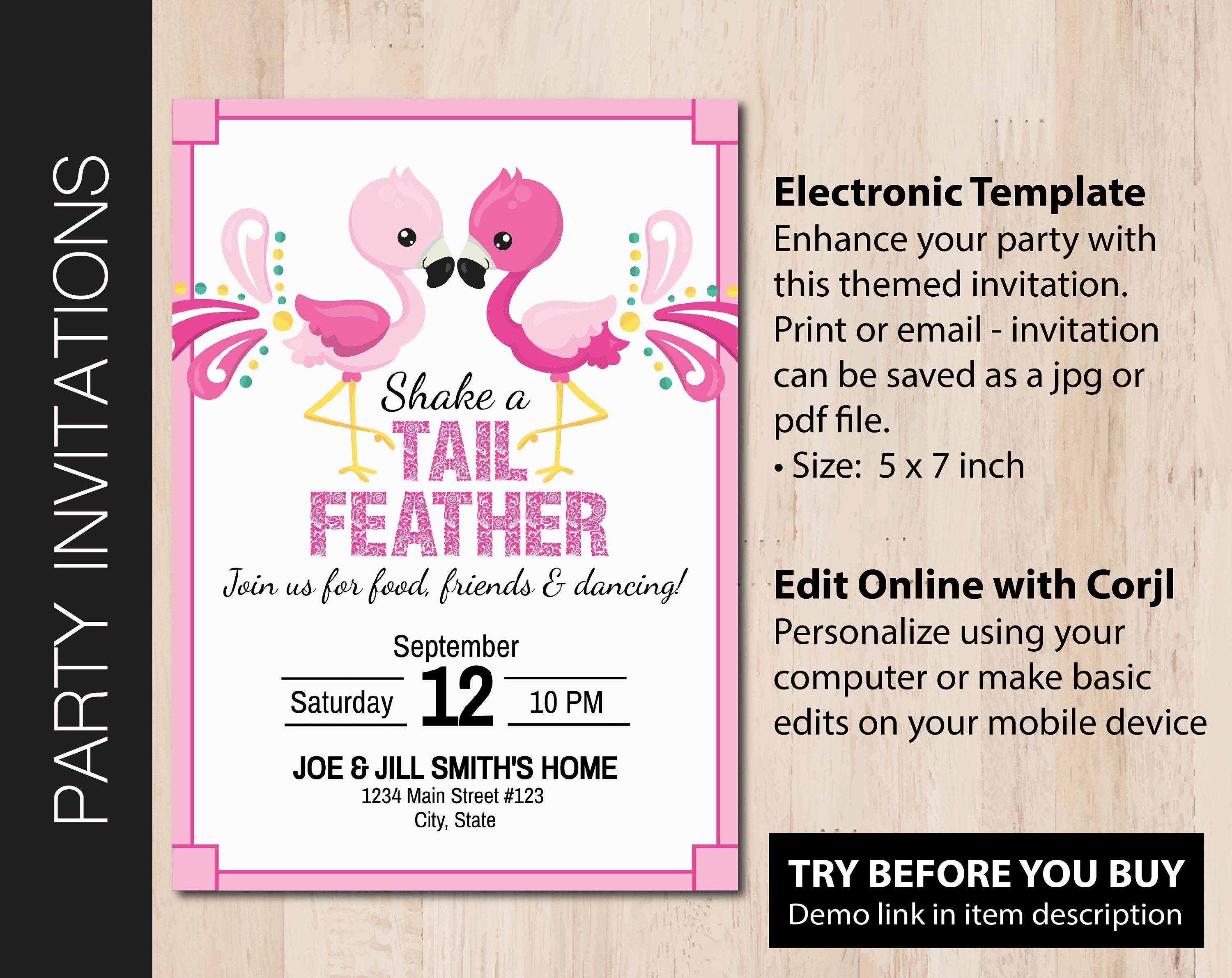 Editable DANCE Party Invitation | Luau Invite | Tail Feather | Flamingo ...