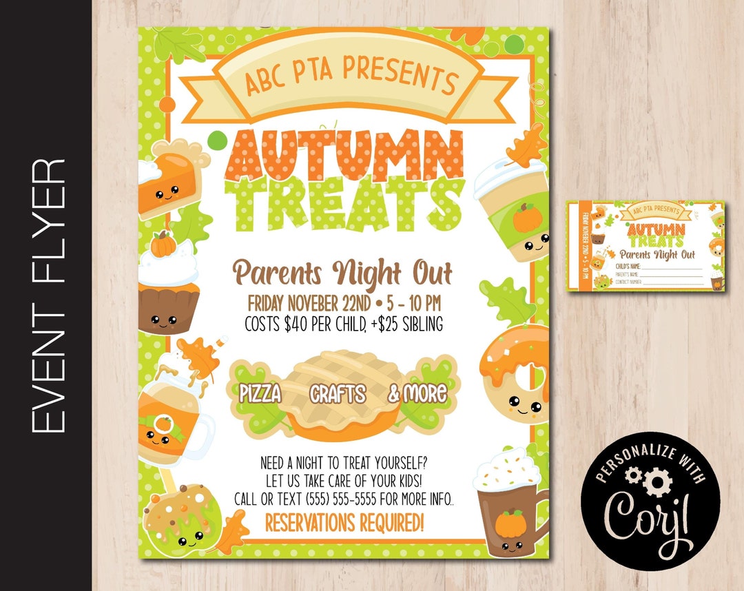 Editable Parents Night Out Flyer | Custom Date Night Poster Event ...