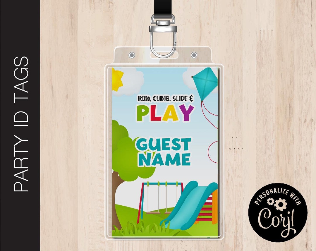 Editable PLAYGROUND Party ID Tag | Vip All Access Pass | ID Badge ...