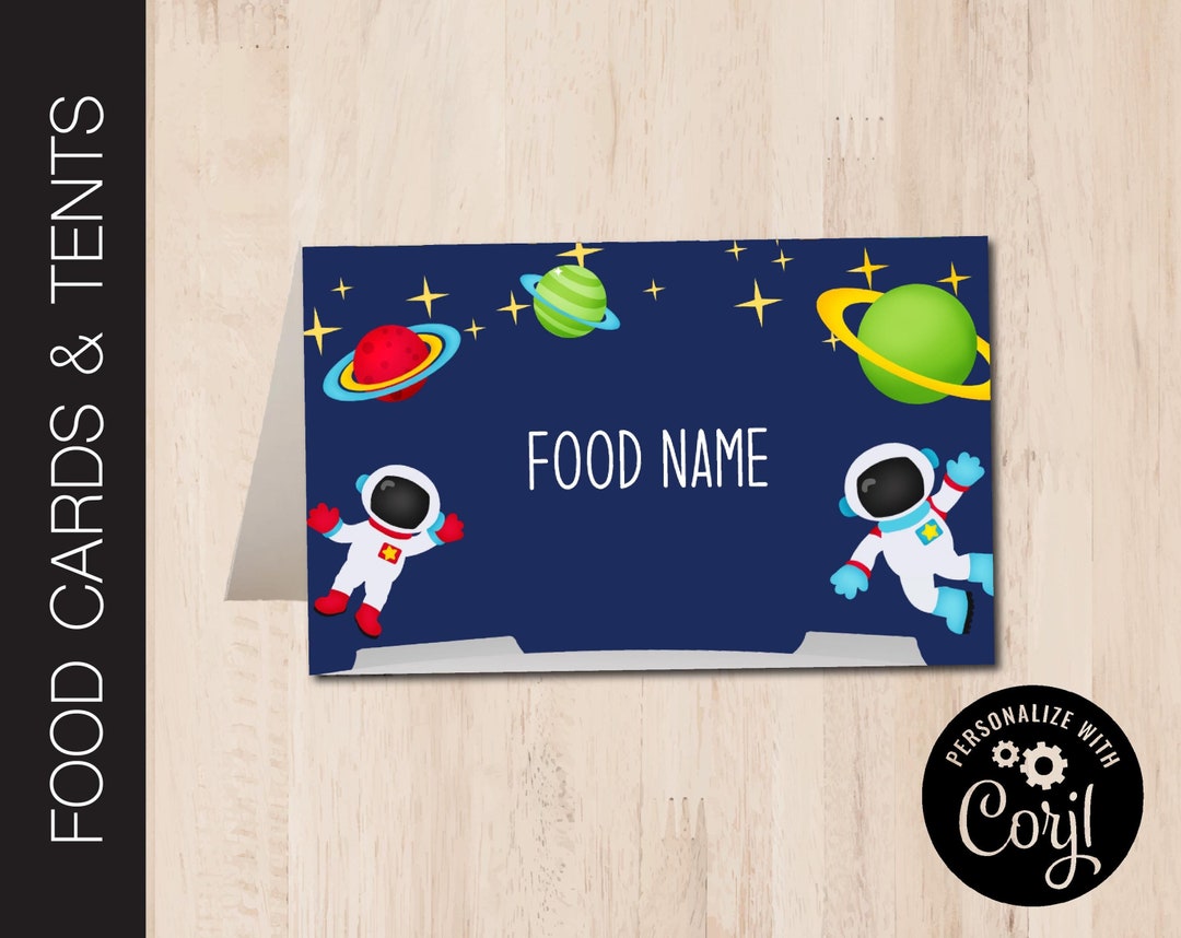 Editable OUTER SPACE Party Food Label Tents Party Food Placards Party ...