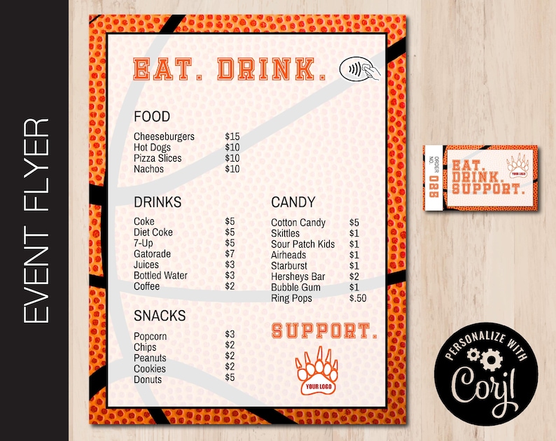 Editable Basketball Concessions Stand Flyer | Snack Stand Menu | Food ...