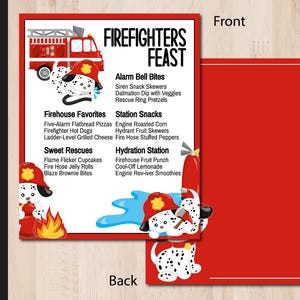 Editable FIRE TRUCK Party Menu | Food Menu | Drink Sign | Concessions ...