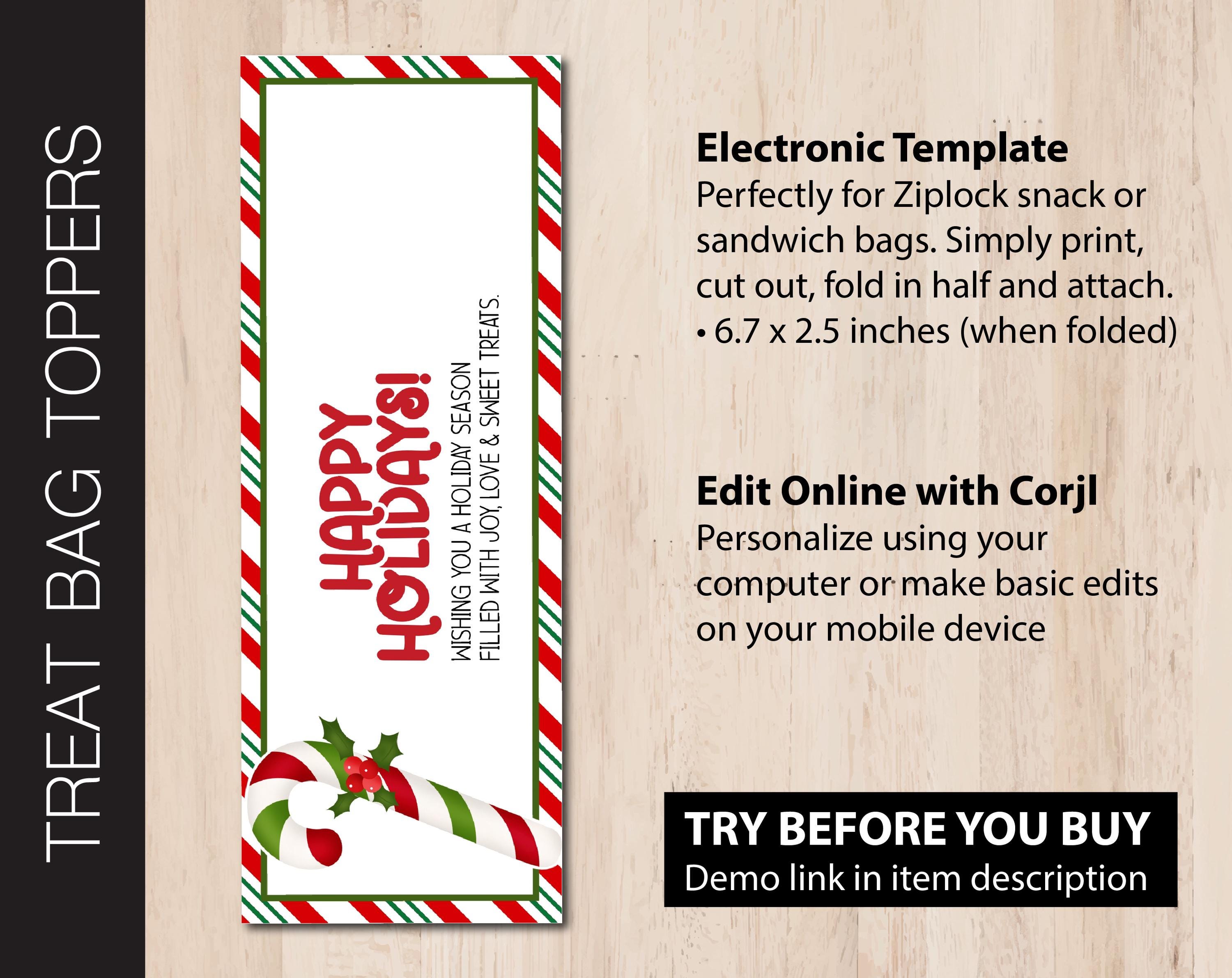 Editable CHRISTMAS Treat Bag Topper | Candy Bag | Xmas Goodie Bag ...