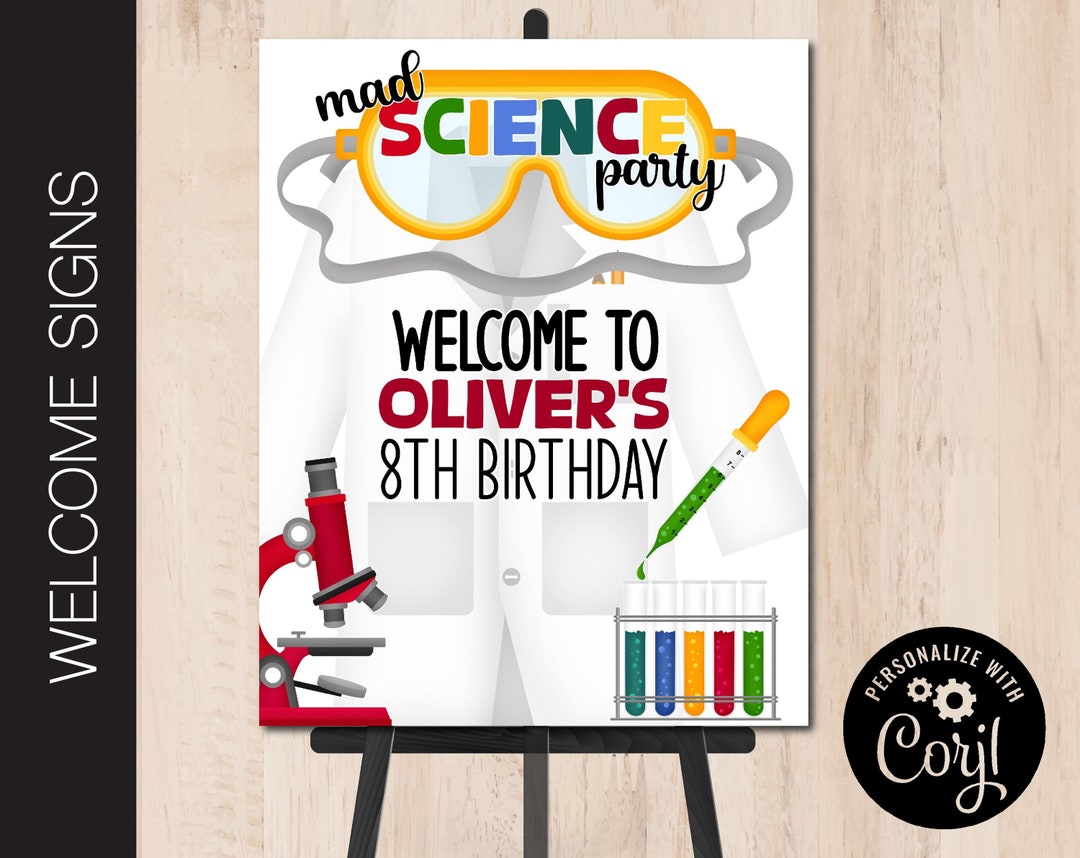 Editable MAD SCIENCE Party Welcome Sign | Reception Sign | Entrance ...