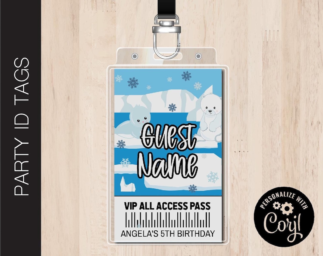 Editable ARCTIC Party ID Tag | Vip All Access Pass | ID Badge | Name ...