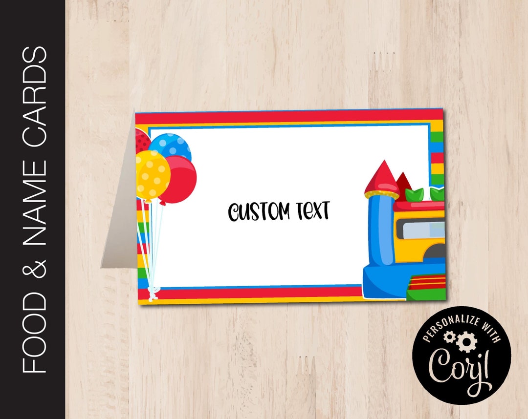 Editable BOUNCE HOUSE Party Food Label Tents | Party Food Placards ...